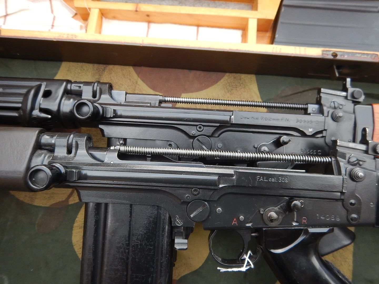 FN FAL G1 with BGS scope and Erma .22Lr subcal kit. Nice. Compared to ...